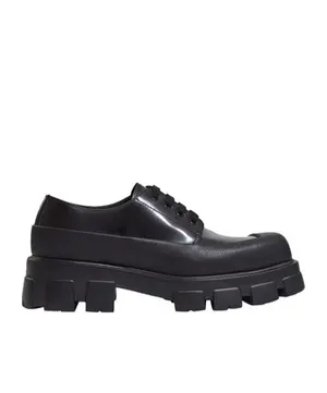 Prada Lace-up Platform Leather Shoes - Black
