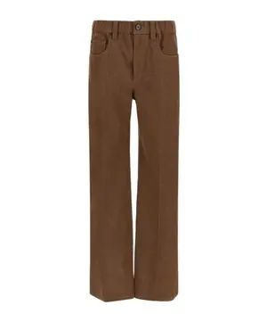 Brunello Cucinelli Elastic Waistband Wide Leg Pants - Brown