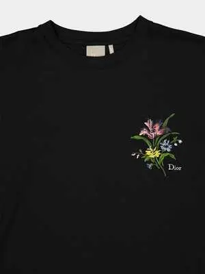 Dior T-shirt With Secret Garden Motif, Relaxed Fit - Black
