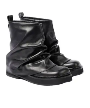 Attico Slouchy Platform Ankle Boots - Black