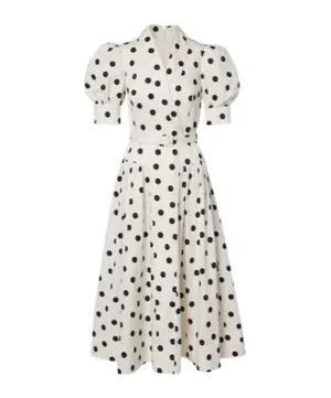 Rebecca Vallance Maisie Polka Dot Cotton-blend Midi Dress - White