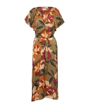 Velvet By Graham & Spencer Francie Printed Satin Midi Dress - Brown