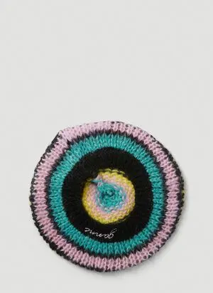 GANNI Logo Embroidered Striped Beret