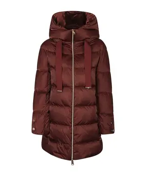 Herno Zip-up Drawstring Hooded Jacket - Red