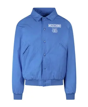 Moschino Logo Printed Casual Jacket - Blue