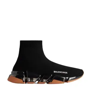 Balenciaga Speed 2.0 Full Clear Sole Recycled Knit Sneaker - Black/orange