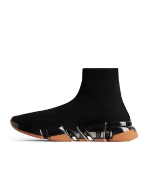 Balenciaga Speed 2.0 Full Clear Sole Recycled Knit Sneaker - Black/orange