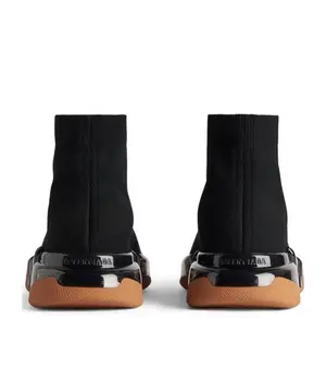 Balenciaga Speed 2.0 Full Clear Sole Recycled Knit Sneaker - Black/orange