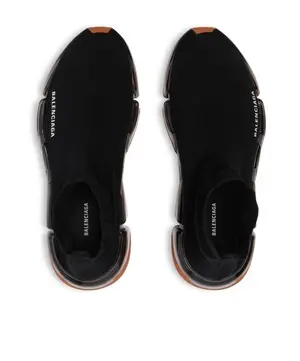 Balenciaga Speed 2.0 Full Clear Sole Recycled Knit Sneaker - Black/orange