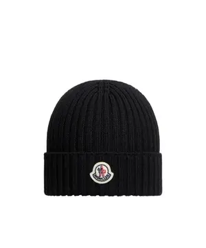 Moncler Ribbed Knit Hat - Black
