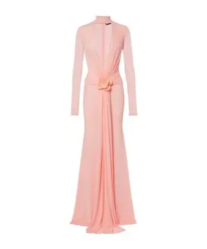 David Koma Draped Floral-applique Mesh Gown - Pink