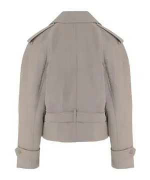 THE FRANKIE SHOP Short Wool Coat With Waist Belt