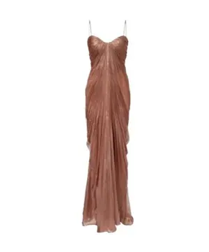 MARIA LUCIA HOHAN Victoria Gathered Silk Muslin Gown - Brown