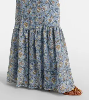Veronica Beard Floral Cotton And Silk Maxi Dress - Gray