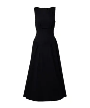 Staud Gwen Cotton Midi Dress - Black