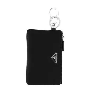 Prada Logo Plaque Pouch Keyring - Black