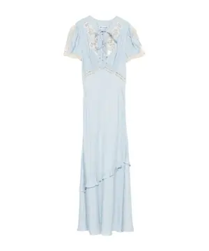 SELF-PORTRAIT Lace-trimmed Midi Dress - Blue
