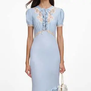SELF-PORTRAIT Lace-trimmed Midi Dress