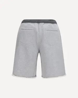Brunello Cucinelli Cotton French Terry Bermuda Shorts With Embroidery - Gray
