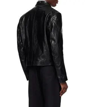 Our Legacy Top Dyed Leather Mini Jacket