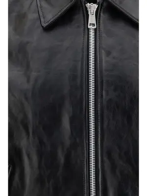 Our Legacy Dyed Leather Zip-up Jacket - Black