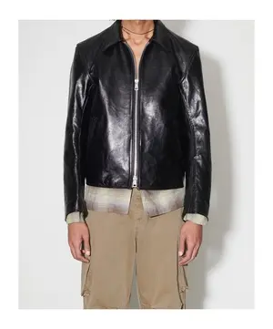 Our Legacy Dyed Leather Zip-up Jacket - Black