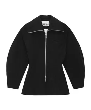 GANNI Jacket With Collar - Black