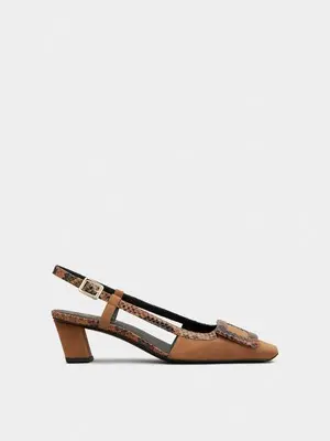 ROGER VIVIER Belle Vivier Suede Slingback Pumps - Brown