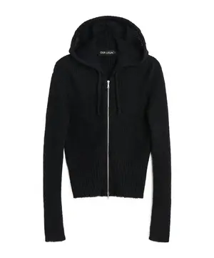 Our Legacy Compact Hood Knitted Zip-up Cardigan - Black