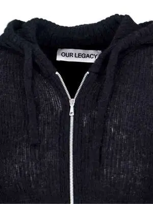 Our Legacy Compact Hood Knitted Zip-up Cardigan - Black