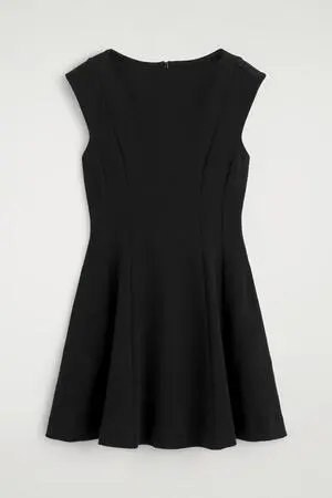 Cos Sculpted Flared Cotton Mini Dress - Black