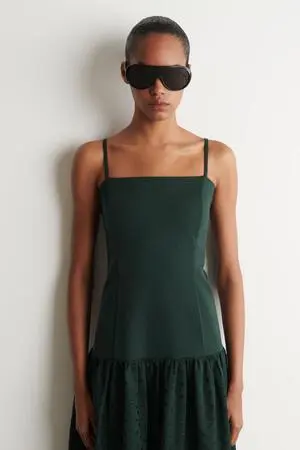 Cos Sculpted Dropped-waist Midi Dress With Polka Dots