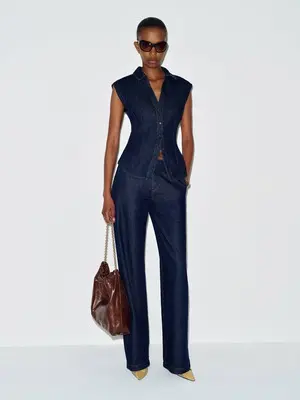 REFORMATION Veronica Denim Top - Blue
