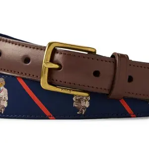 Ralph Lauren Polo Bear Leather-trim Belt