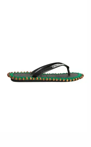 Tresse X Havaianas Avaia Wood-beaded Rubber Sandals - Black