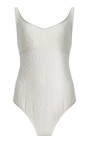 Lisa Marie Fernandez Marilyn Floral Jacquard One-piece Swimsuit - White