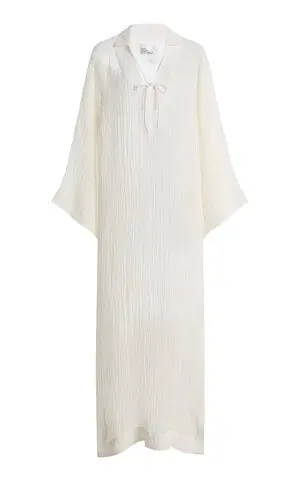 Lisa Marie Fernandez Linen-blend Maxi Tunic Caftan - White