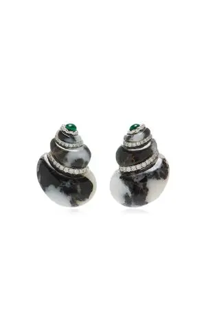 Yvonne Léon Mini Shell 9k White Gold -stone Earrings - Multi