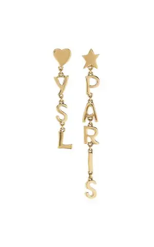 Saint Laurent Paris Pendant Metal Earrings - Gold