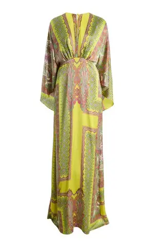 Alexis Valetta Printed Plunge Neck Maxi Dress - Yellow