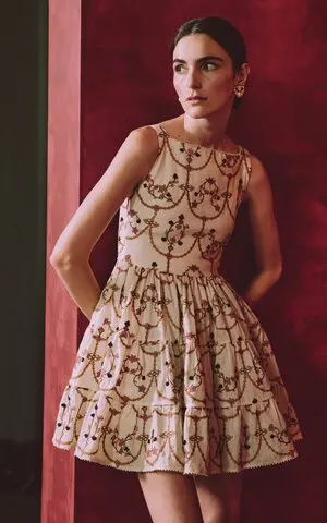 Agua Bendita Abeja Mini Hechizo Linen Mini Dress