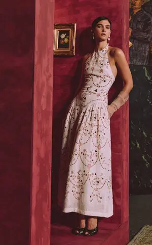 Agua Bendita Balsa Hechizo Linen Maxi Dress