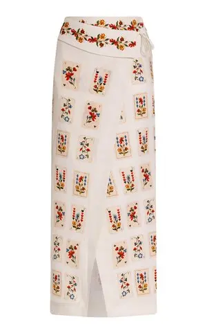 Agua Bendita Tierra Hechizo Linen Maxi Wrap Skirt - Multi