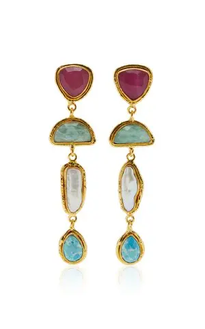 Sylvia Toledano Cascade 22k Gold-plated Brass -stone Earrings - Multi