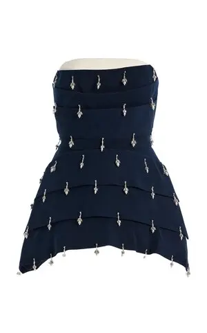 CHORUS Embellished Strapless Bustier Top - Navy