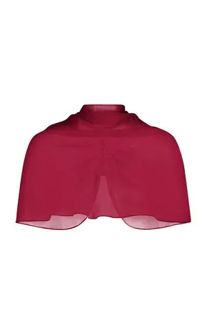 Lela Rose Silk Chiffon Capelet - Burgundy