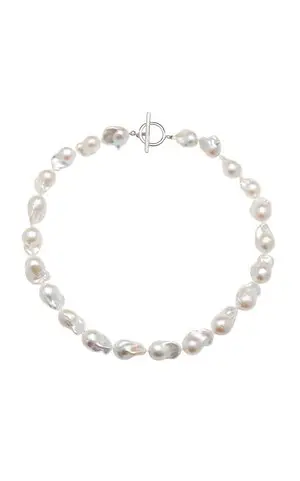 Agmes Baroque Freshwater Pearl Necklace - Silver