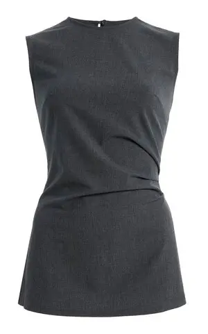 CHORUS Sleeveless Ruched Crepe Top - Grey