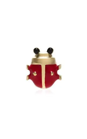 Yvonne Léon Mini Ladybug 9k Gold Enamel Single Earring