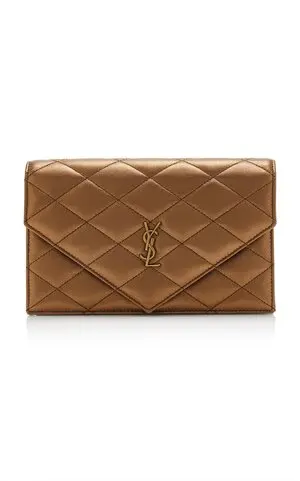 Saint Laurent Leather Chain Wallet - Bronze